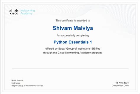 Python Certification Learning Cisconetworkingacademy Sistec