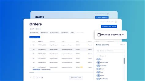 Column Customization Digifabster Software For Manufacturers