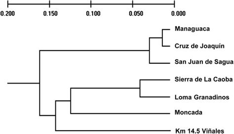 Upgma Phenogram Based On Neis Genetic Distances For Seven Populations