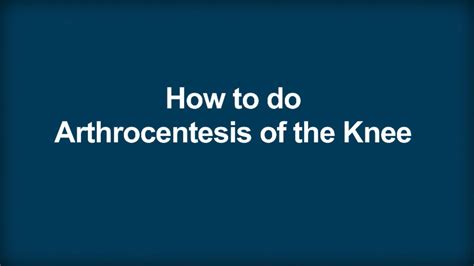 How To Do Knee Arthrocentesis How To Do Knee Arthrocentesis Msd