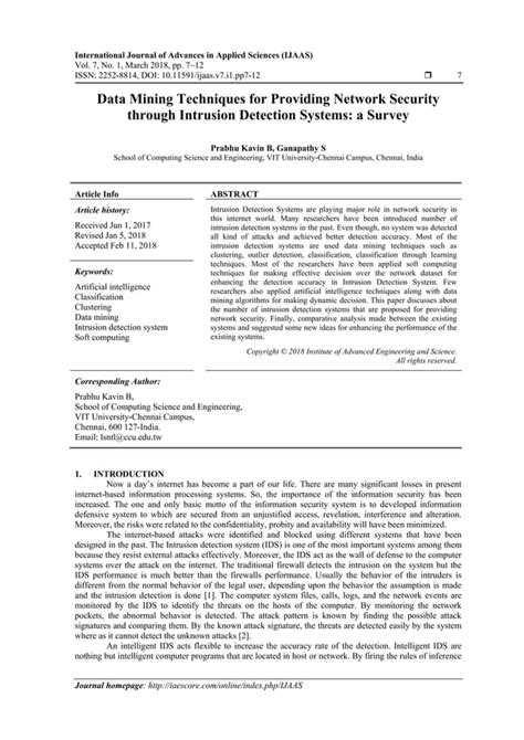 Data Mining Techniques For Providing Network Security Through Intrusion