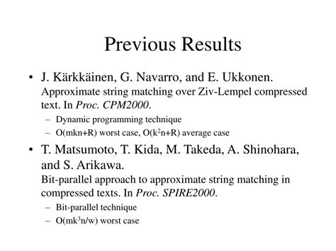 Ppt Faster Approximate String Matching Over Compressed Text