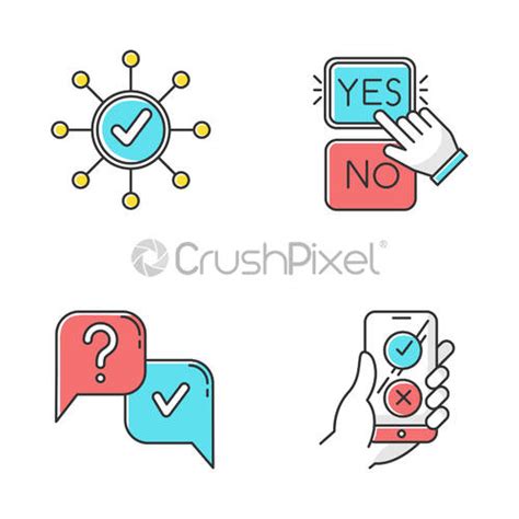 Survey Color Icons Set Correct Answer Approve Option Spread Structure Stock Vector 2587114
