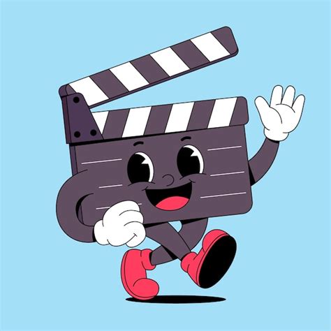 Premium Vector A Cartoon Character Of Clapper Board Waving Happily