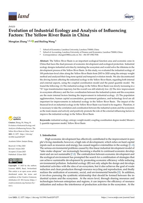 Pdf Evolution Of Industrial Ecology And Analysis Of Influencing Factors The Yellow River
