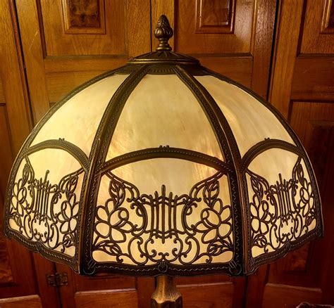 Antique Empire Slag Glass 8 Panel Table Lamp Ebay