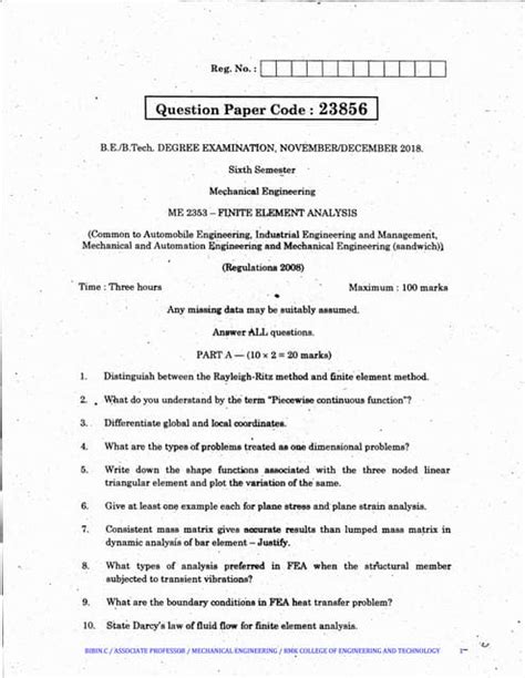 me2353 finite element analysis pdf physics science