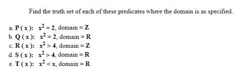 solved find the truth set of each of these predicates where