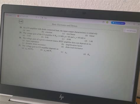 28 In A Cs Amplifier With Diode Connected Studyx
