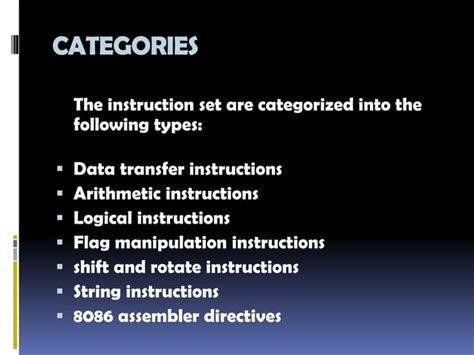 Instruction Set Of 8086 Microprocessor Pptx Programming Languages