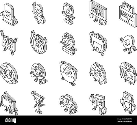 Retro Music Character Isometric Icons Set Vector Stock Vector Image And Art Alamy