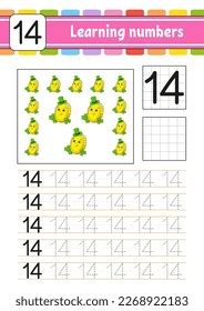 Trace Write Numbers Handwriting Practice Learning Stock Vector Royalty Free