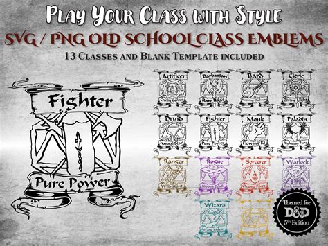 Dnd Class Emblems Svg Png Every Class Icon Incl Artificer Graphic Hand