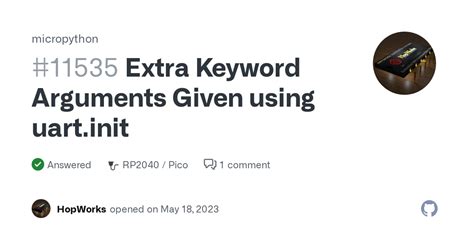 Extra Keyword Arguments Given Using It · Micropython