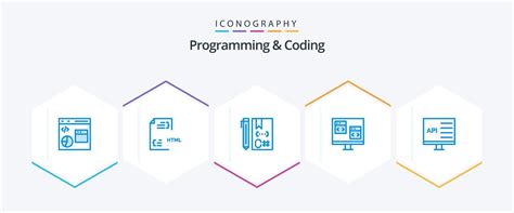 Programming And Coding Blue Icon Pack Including Computer App File Development Coding