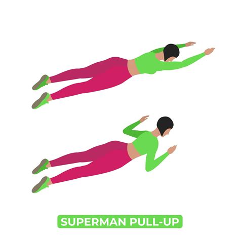 Vector Woman Doing Superman Pull Up Bodyweight Fitness Back And Core