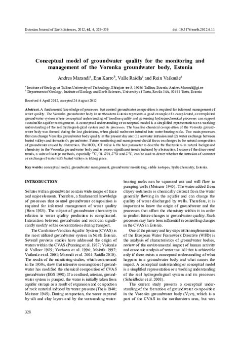 Pdf Conceptual Model Of Groundwater Quality For The Monitoring And