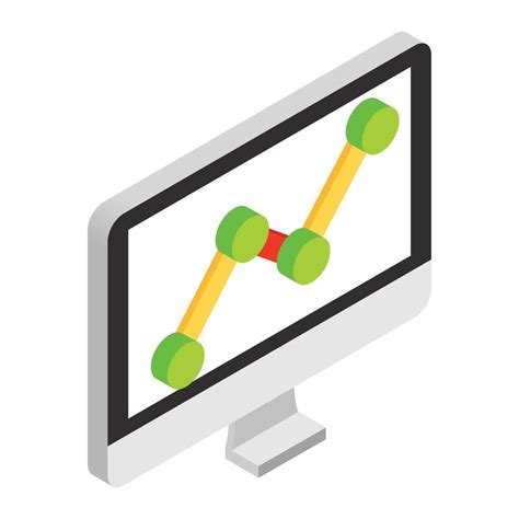 Graph On The Computer Monitor Isometric D Icon Vector Art At Vecteezy