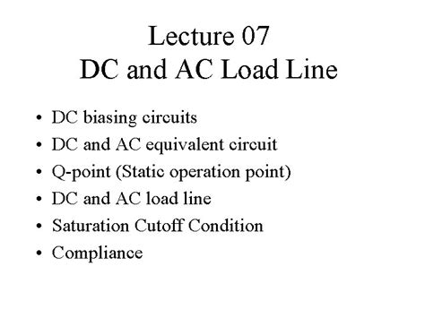 Lecture DC And AC Load Line DC