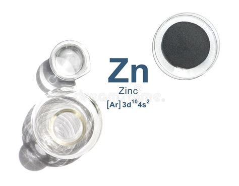 Close Up Chemical Ingredient On White Laboratory Table Zinc Powder In Chemical Watch Glass With