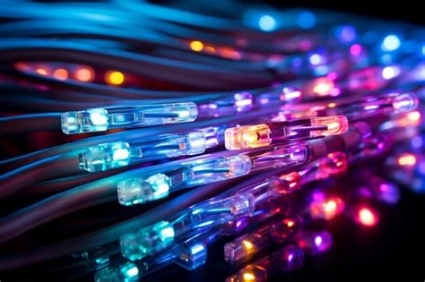 Premium Ai Image Vibrant Electric Cables And Led Optical Fibers