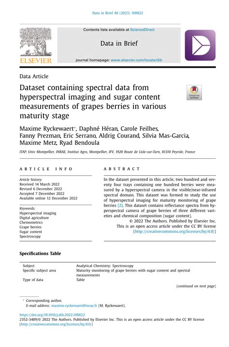 Pdf Dataset Containing Spectral Data From Hyperspectral Imaging And