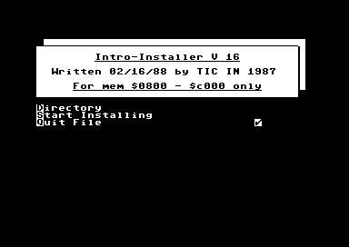 CSDb Intro Installer V16 By The Iron Crew 1988 CSDb Intro Installer V16 By The Iron Crew 1988