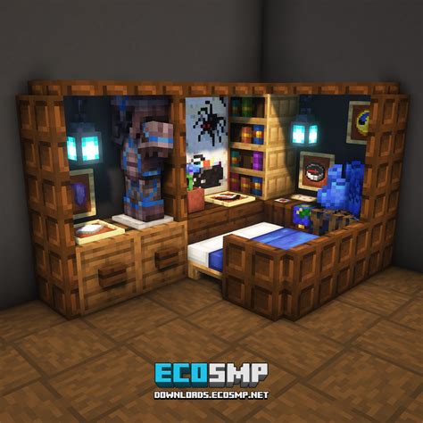 Minecraft Blue Interior Bedroom Idea Minecraft Room Minecraft Bedroom Minecraft House Designs