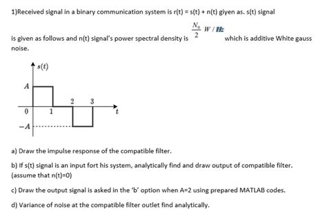 Solved Received Signal In A Binary Communication System Chegg