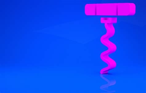 분홍색 와인 코르크 나사 아이콘은 파란색 배경에 격리되어 있습니다 미니멀리즘 개념 3d 일러스트레이션 3d 렌더링 3차원 형태에 대한 스톡 사진 및 기타 이미지 Istock