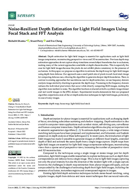 pdf noise resilient depth estimation for light field images using