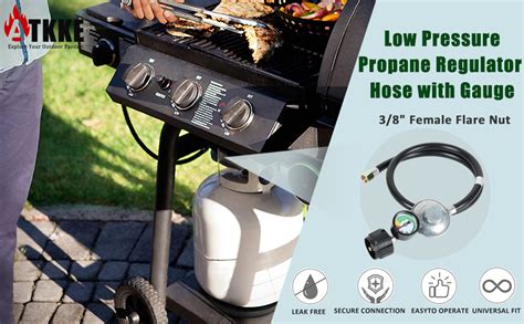 Atkke 3ft Propane Hose Regulator With Gauge Universal Gas Grill Regulator And Hose