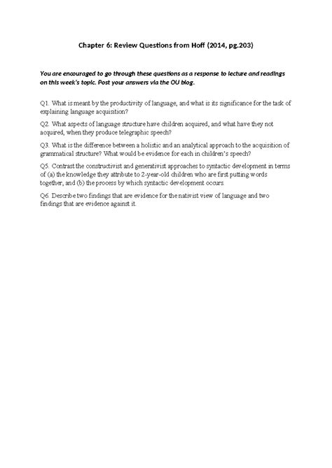 Chapter 6 Part One Review Questions Chapter 6 Review Questions