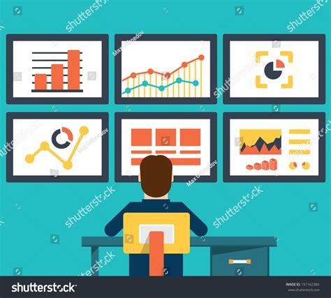 Flat Vector Illustration Web Analytics Information Stock Vector