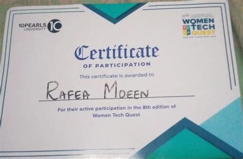 Rafea Moeen On Linkedin Dear 10 Pearls University Heartfelt Gratitude