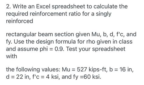 Solved 2 Write An Excel Spreadsheet To Calculate The Chegg Com
