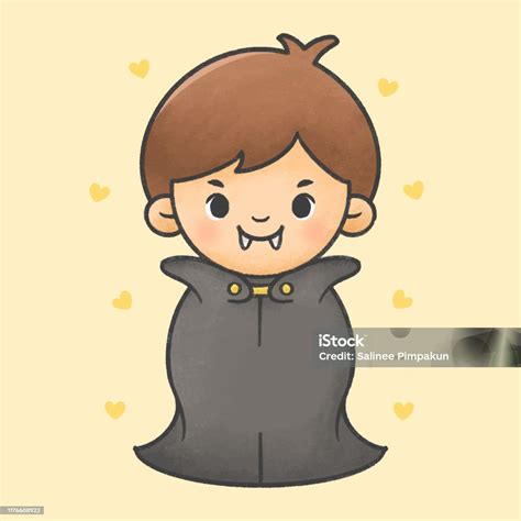 드라큘라 할로윈 의상 만화 손으로 그린 스타일을 입고 소년 10월에 대한 스톡 벡터 아트 및 기타 이미지 10월 가을