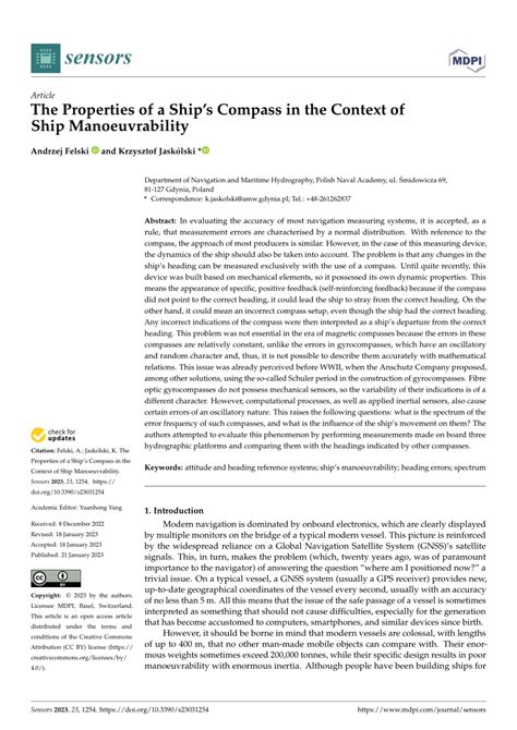 Pdf The Properties Of A Ships Compass In The Context Of Ship Manoeuvrability