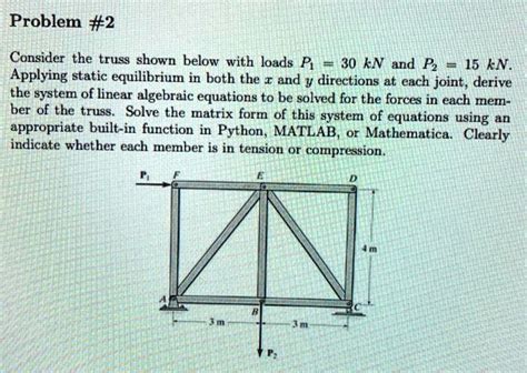 Using Python Or Matlab Problem2 Consider The Truss Shown Below With Loads P30knand P15 Kn