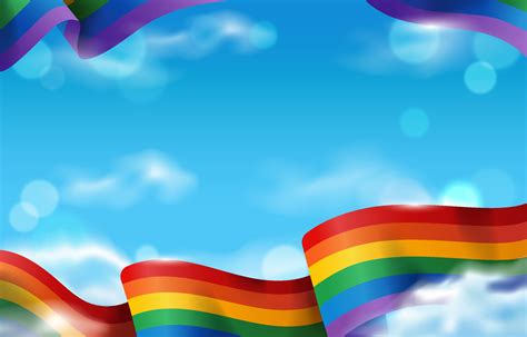 Pride Month With Flag And Blue Sky Background 7194053 Vector Art At