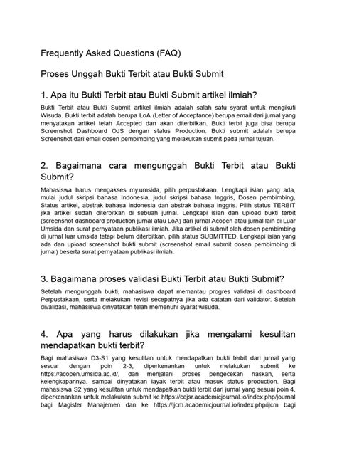 frequently asked questions faq bukti terbit bukti submit pdf