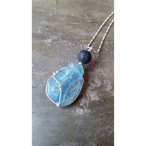 Essential Oil Diffuser Necklace Agate Sterling Silver Aromagemjewelry