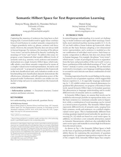 pdf semantic hilbert space for text representation learning · lenging