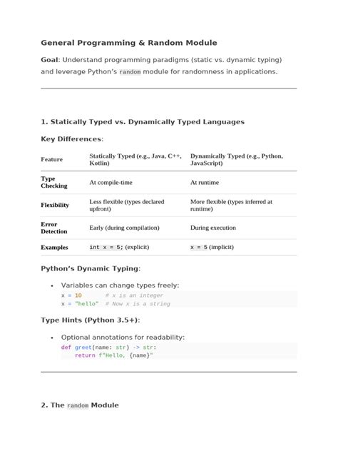 General Programming And Random Module Pdf Computer Programming