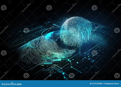 Fingerprint Scan Provides Security Access With Biometric Data Created With Generative Ai