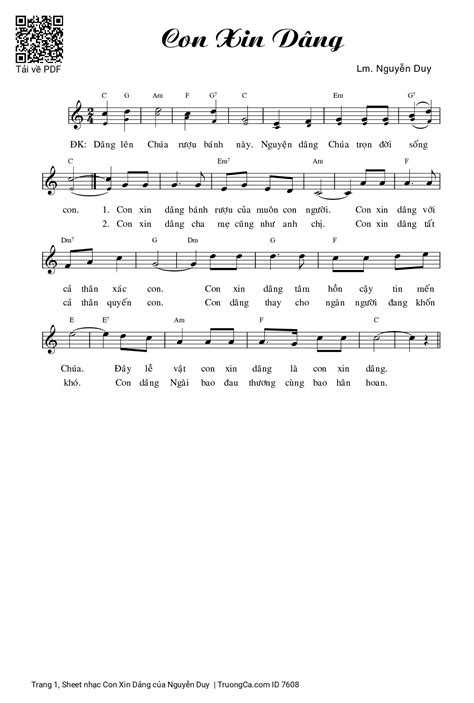 Sheet Con Xin D Ng Pdf Nguy N Duy L I H P M N T Nh C