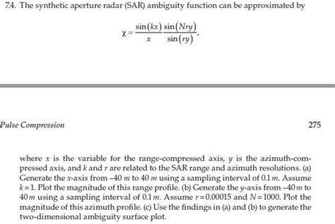 Solved 74 The Synthetic Aperture Radar Sar Ambiguity