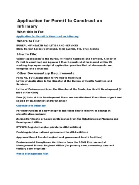 Application For Permit To Construct An Infirmary Pdf