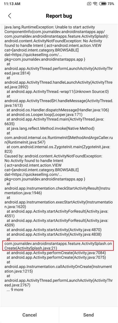 Android Instant App Crash When Click On Try Now Button Stack Overflow
