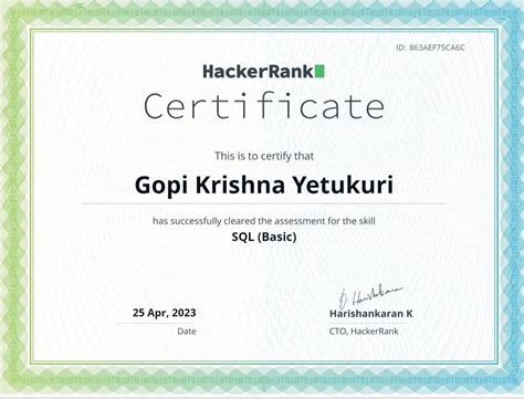 Gopi Krishna Yetukuri On Linkedin Sql Hackerrank